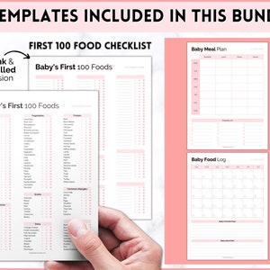 Baby First Foods Checklist, Baby Food Tracker Printable BUNDLE, Meal ...