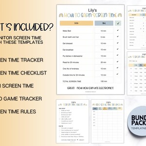 Editable Screen Time Checklist BUNDLE, Screentime Rules, to Do List for ...