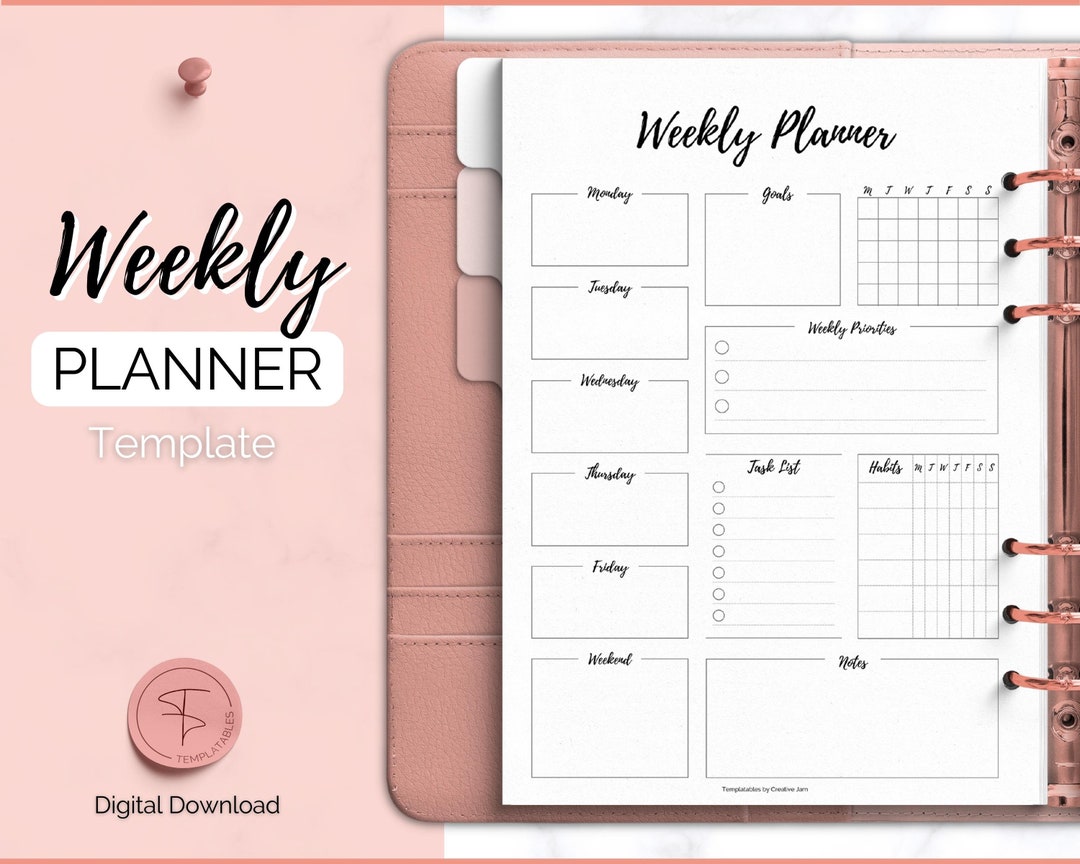 Weekly Planner, Bullet Journal Template, Bujo Weekly Schedule, to Do ...