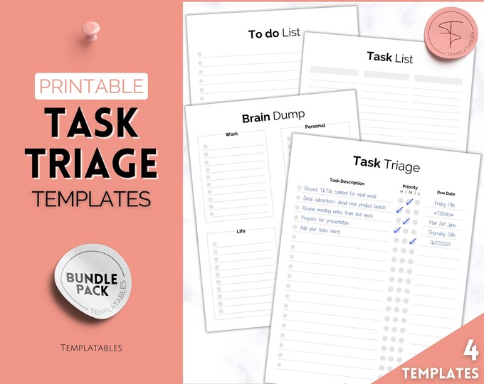Task Triage Brain Dump Printable, Task Tracker, to Do List Printable ...