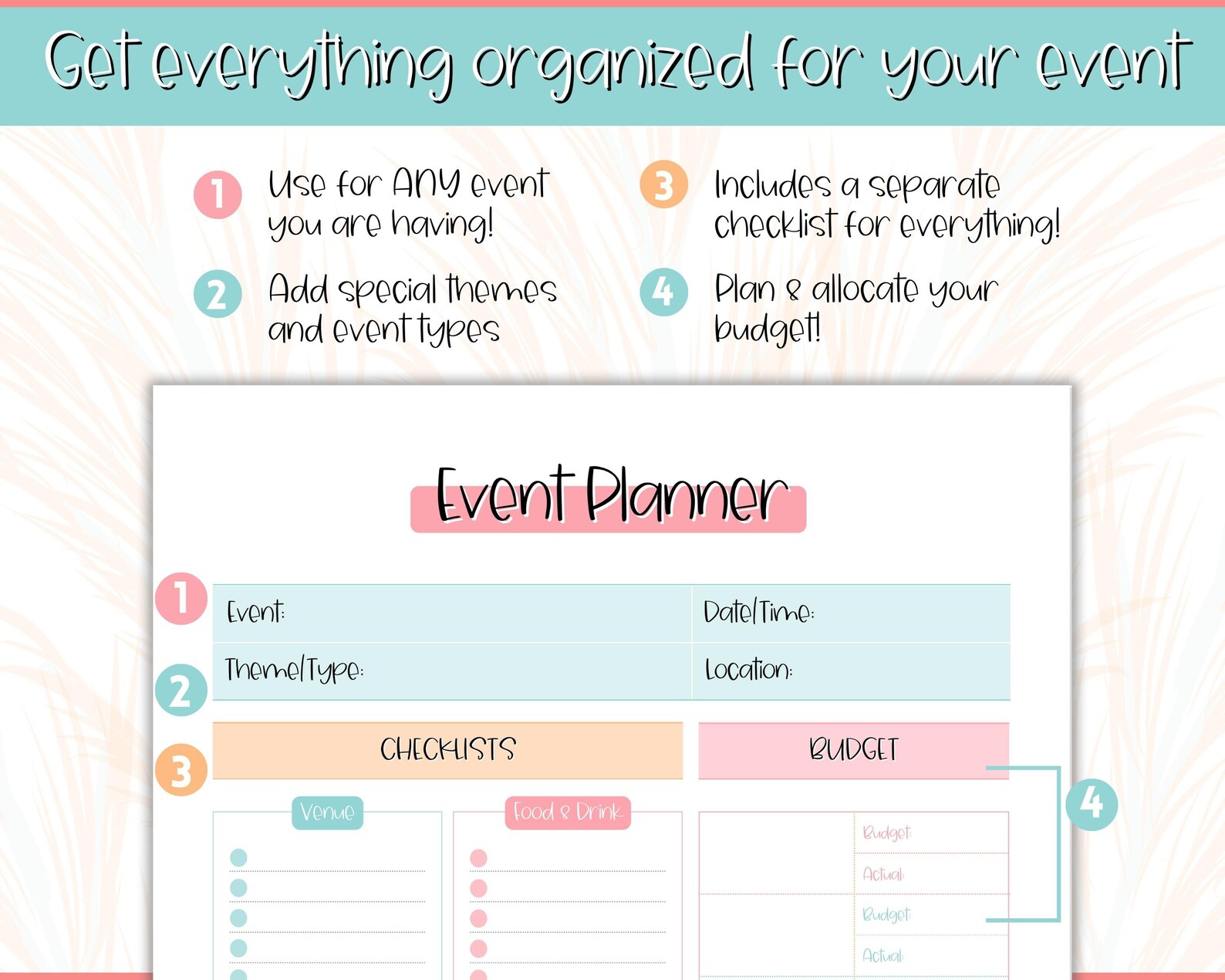 Event Planner Template, Printable Party Planner, Birthday, Wedding ...