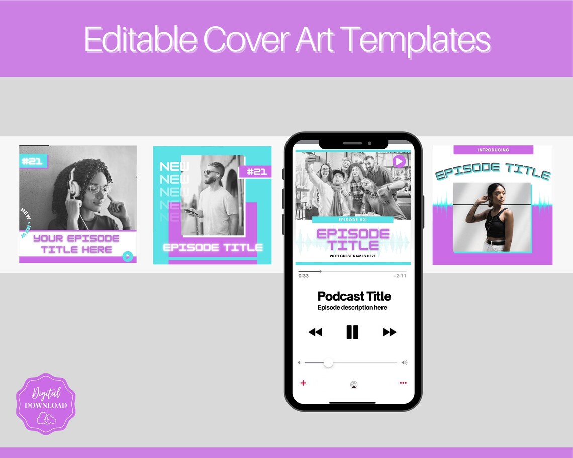 Podcast Cover Art Templates. 12 Editable Podcast Canva BUNDLE. | Etsy
