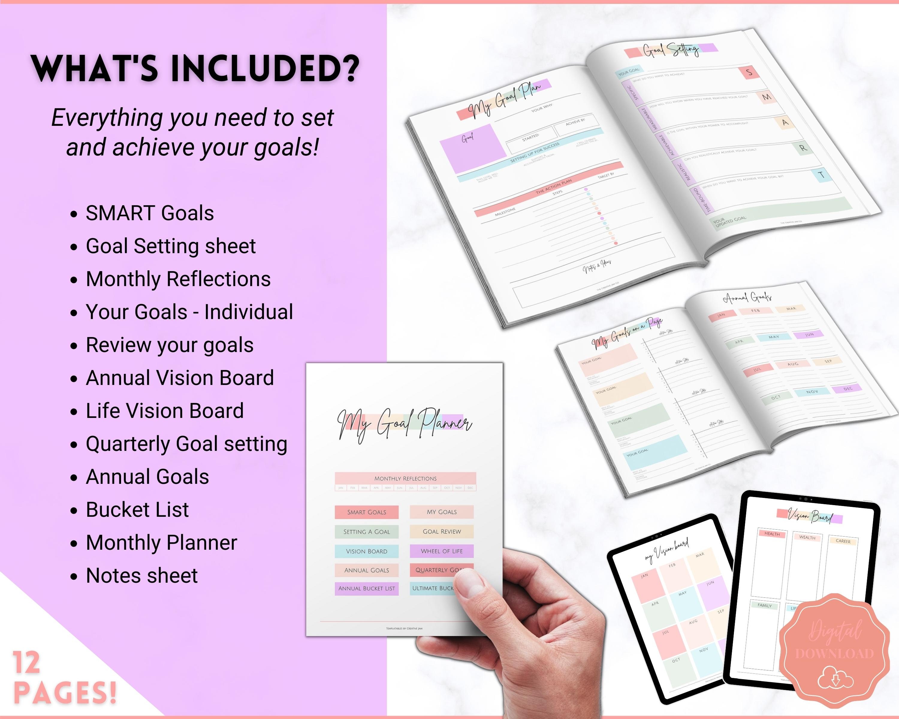 Goal Setting Planner Goal Planner BUNDLE, 2025 Goals Tracker, SMART ...