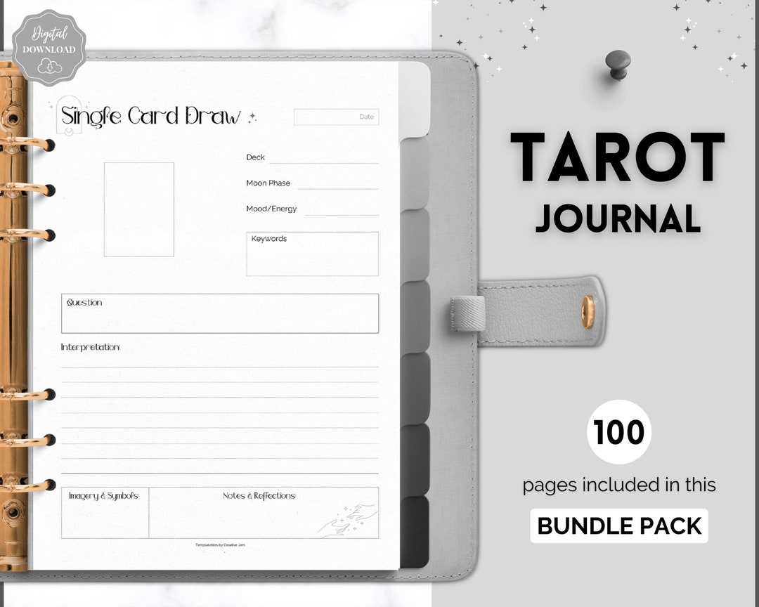Tarot Planner, 100+ Pg Printable Tarot Journal Workbook, Daily Card ...