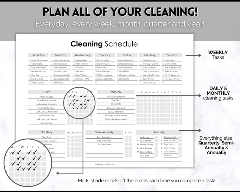 EDITABLE Cleaning Planner, Cleaning Checklist, Cleaning Schedule ...