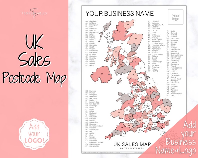 EDITABLE UK Sales Map Business Postcode Sales Map Color in - Etsy UK