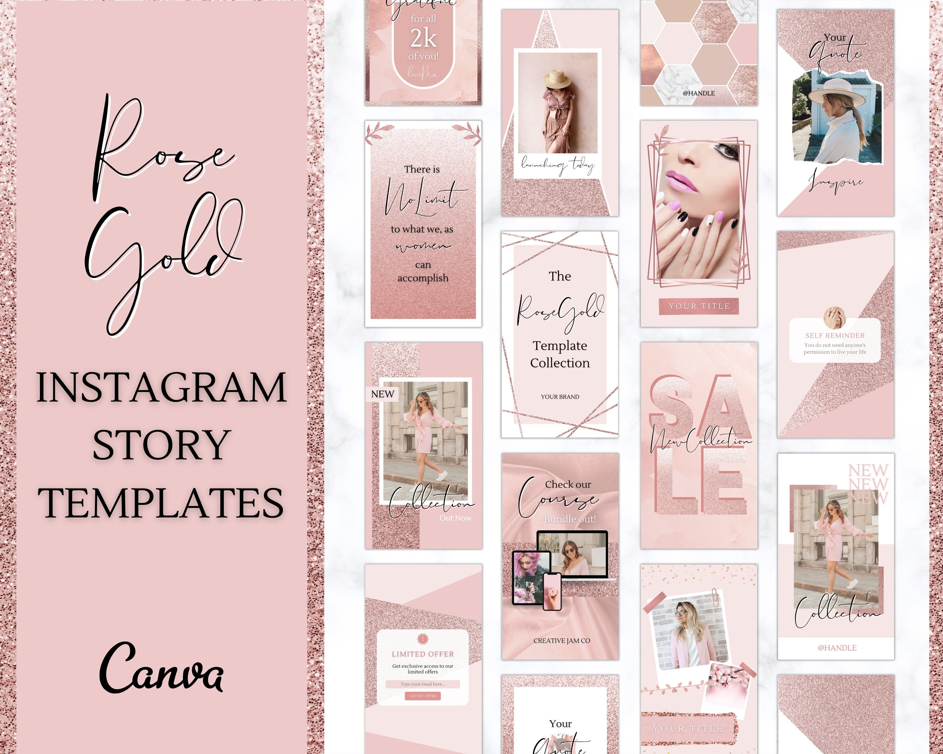 Templates Paper IG Engagement Booster Rose Gold Instagram Story ...