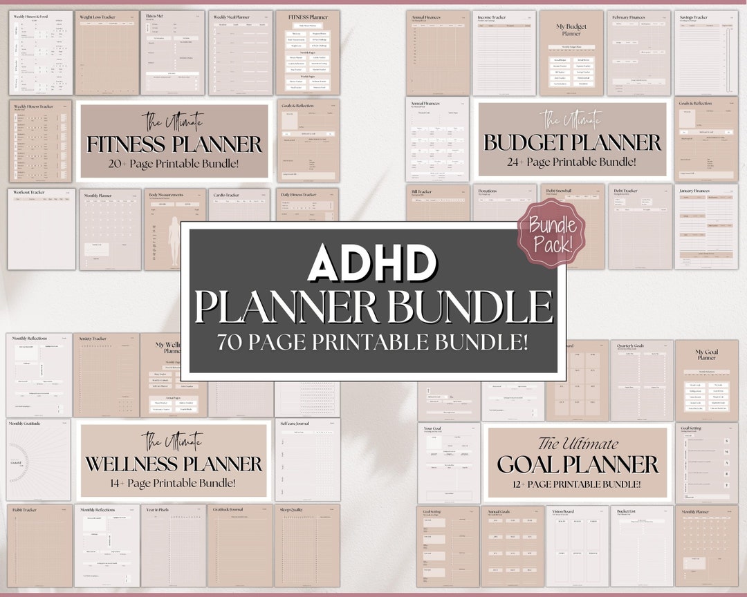 ADHD Planner BUNDLE, Printable ADHD Life Planner, Adhd Symptom Tracker ...