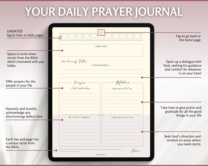 Prayer Journal, Faith Based Digital Planner, Christian Bible Study ...