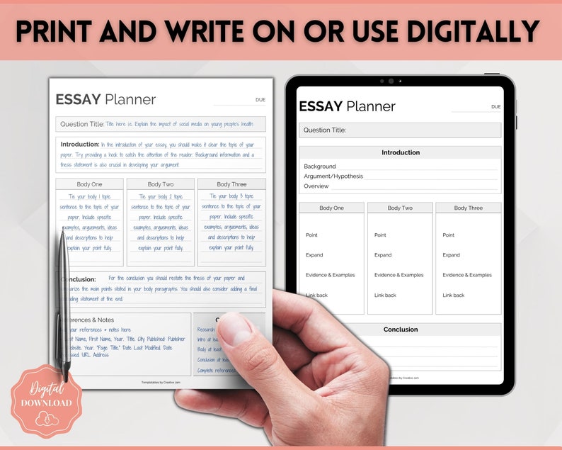Essay Planner Printable BUNDLE for Students Essay Writing - Etsy