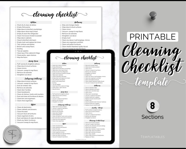 Master Cleaning Checklist Printable Cleaning Planner - Etsy UK
