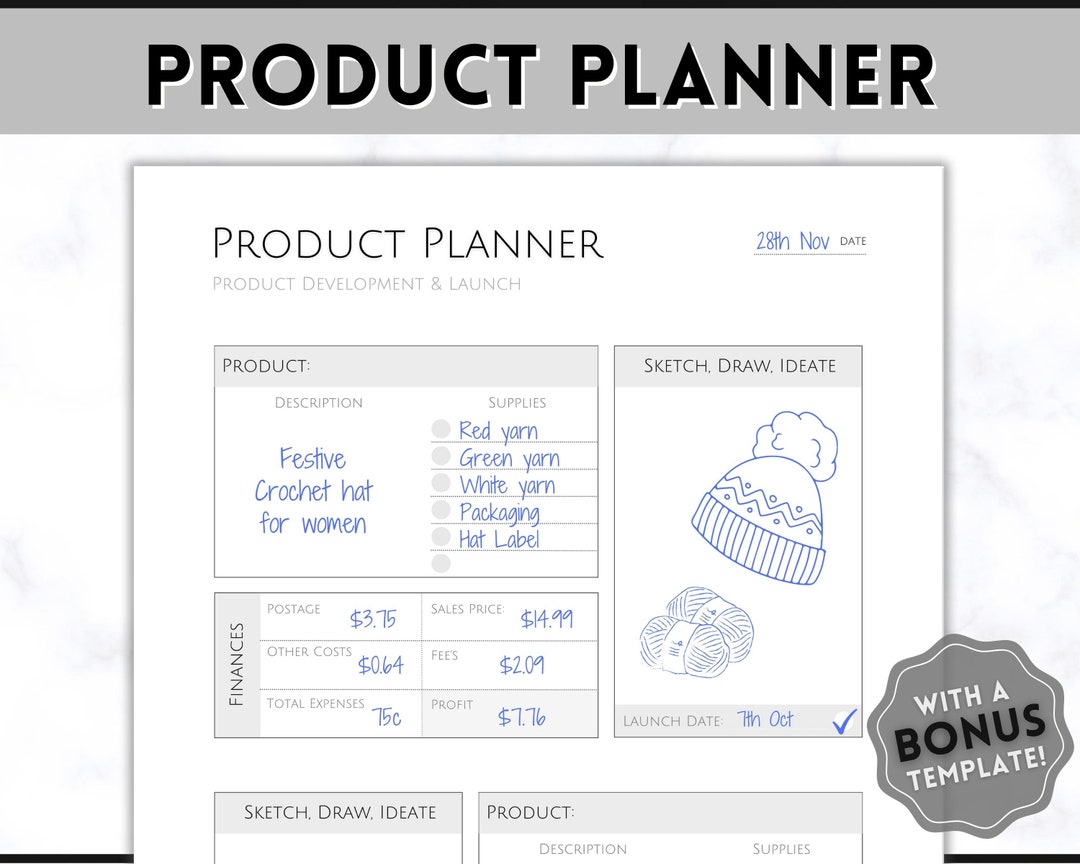 Product Planner Template, Small Business Plan, Printable Product Launch ...