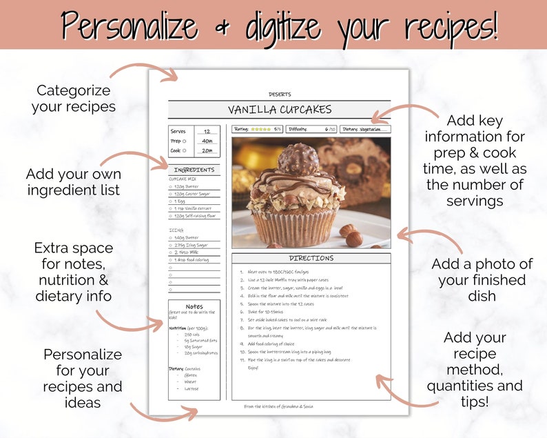 Recipe Book Template, EDITABLE Recipe Sheet Template, Recipe Cards ...