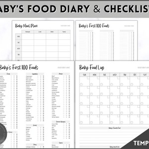 Baby First Foods Checklist, Baby Food Tracker Printable BUNDLE, Meal ...