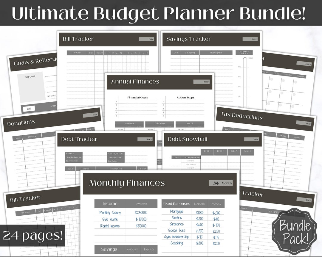 Ultimate Budget Planner Printable BUNDLE, Financial Tracker, Savings ...