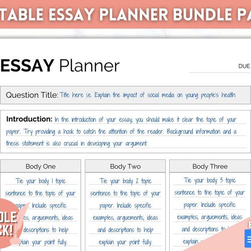 EDITABLE Essay Planner Bundle Student Essay Writing Template - Etsy