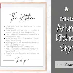 Airbnb Poster Kitchen Sign! Editable Template, House Rules, Airbnb ...