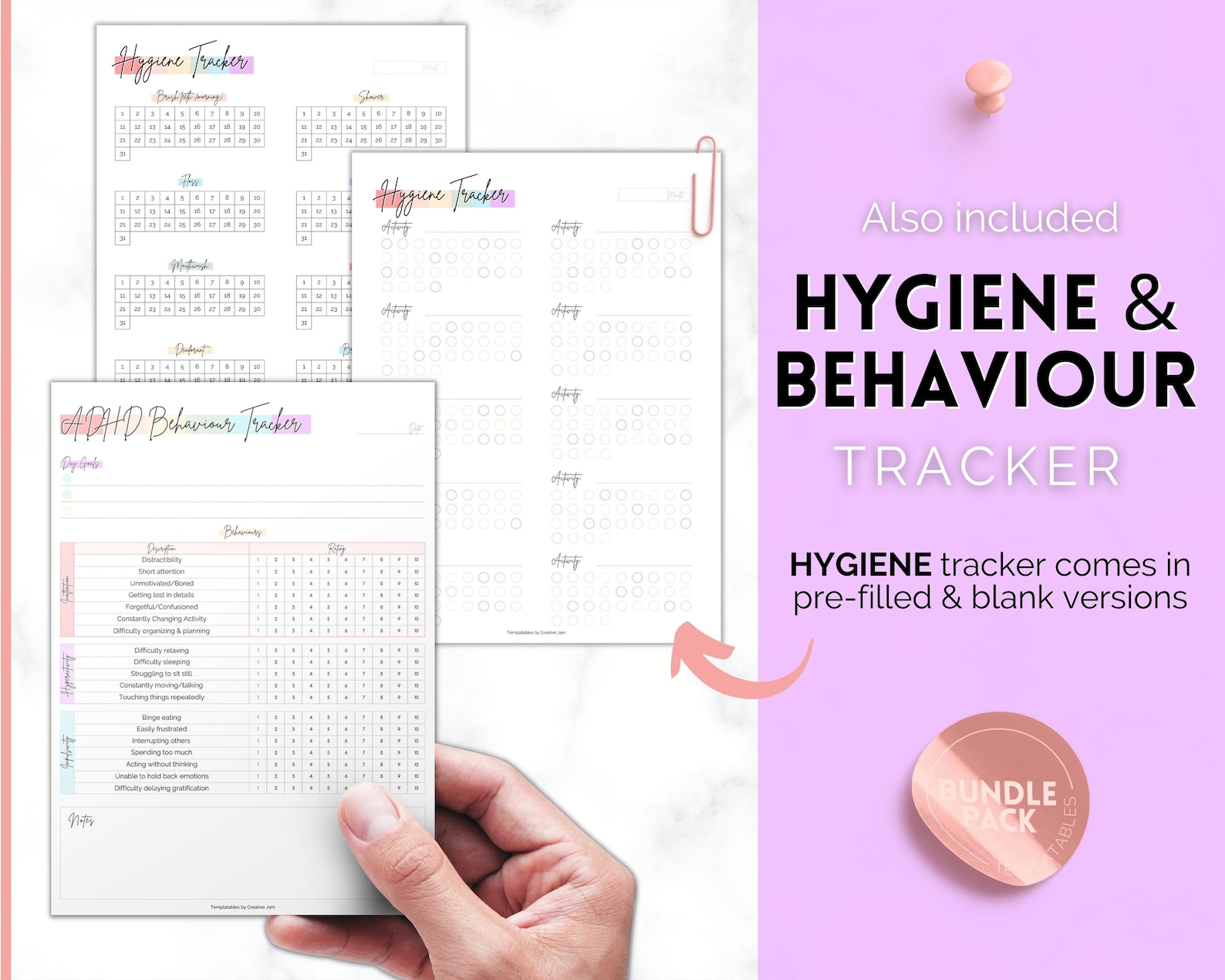 Printable ADHD Trackers for Adults! Monthly Symptom Tracker, Behavior ...