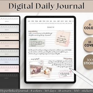 Digital Daily Journal, Goodnotes Notebook, Hyperlinked Digital Planner ...