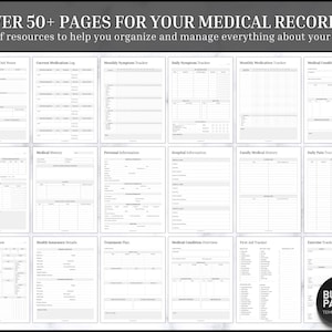Medical Tracker Bundle, 50 Medical Binder Pages, Medical Planner ...
