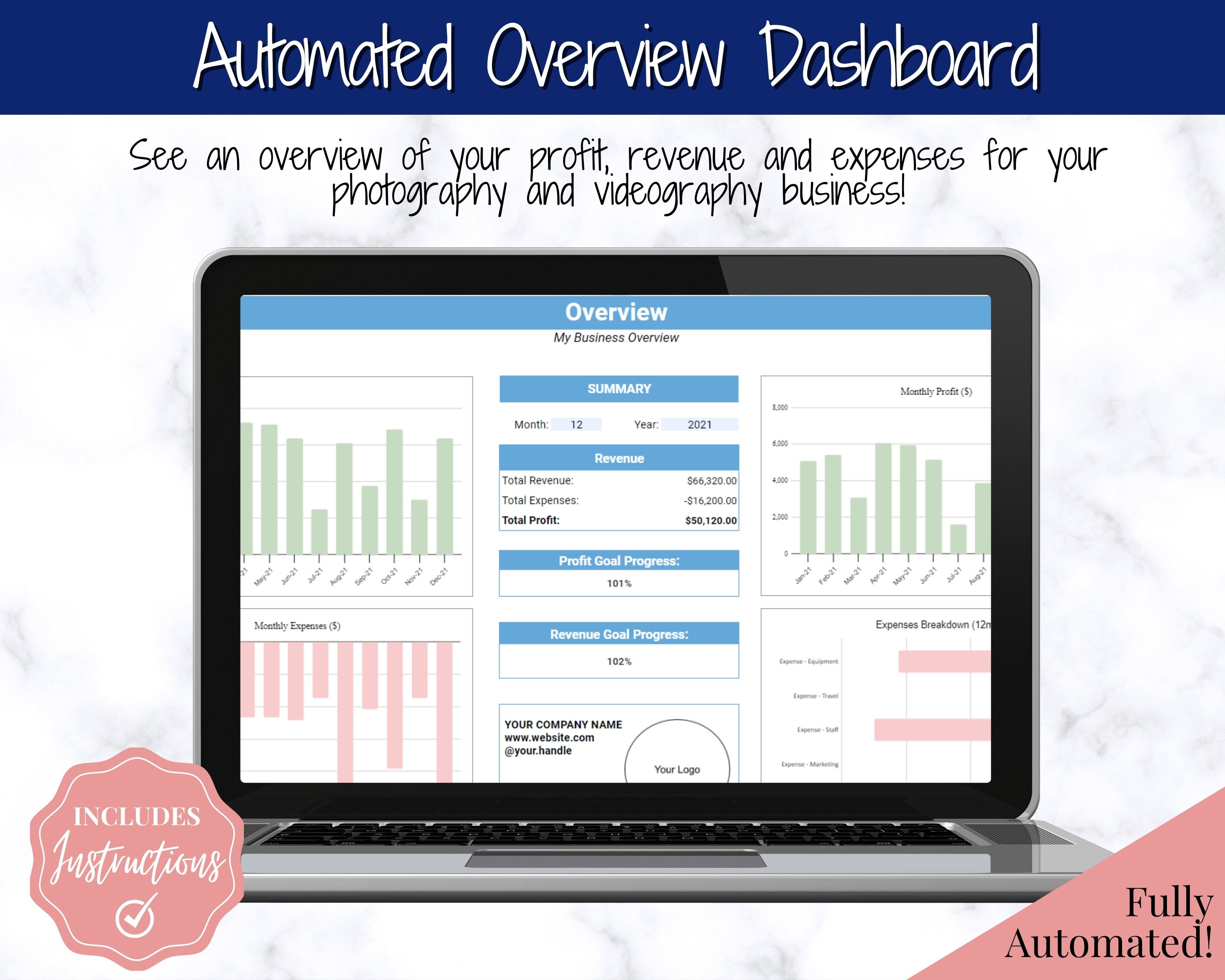 Photography Tracker, Business Spreadsheet, Google Sheets, Monthly ...