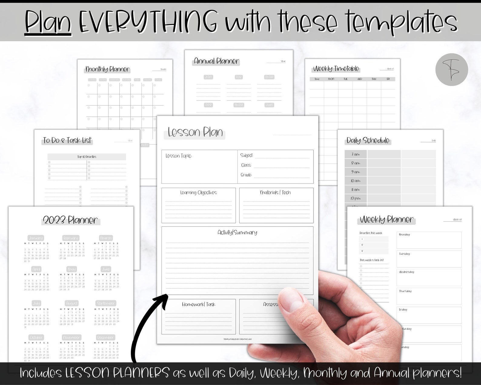 TEACHER Planner Printable, 50+ Pg BUNDLE, Homeschool Teacher, Academic ...