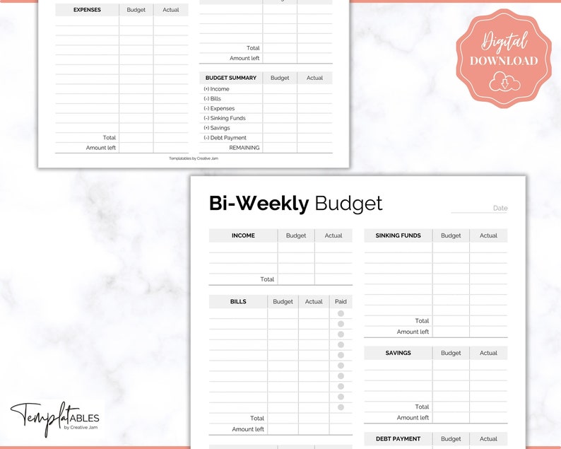 Biweekly Budget Planner EDITABLE Bi-weekly Template PDF - Etsy