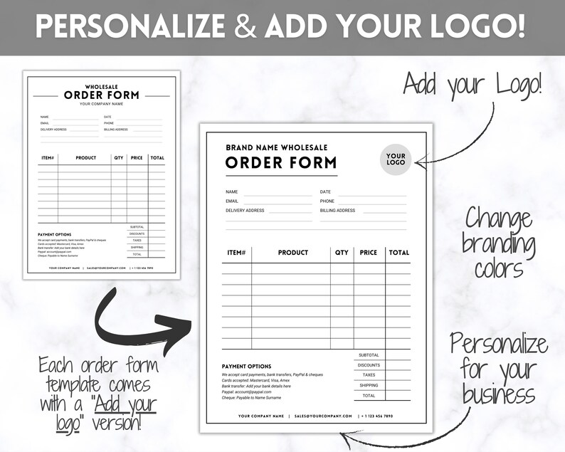 Wholesale Order Form Template Editable Canva Template - Etsy