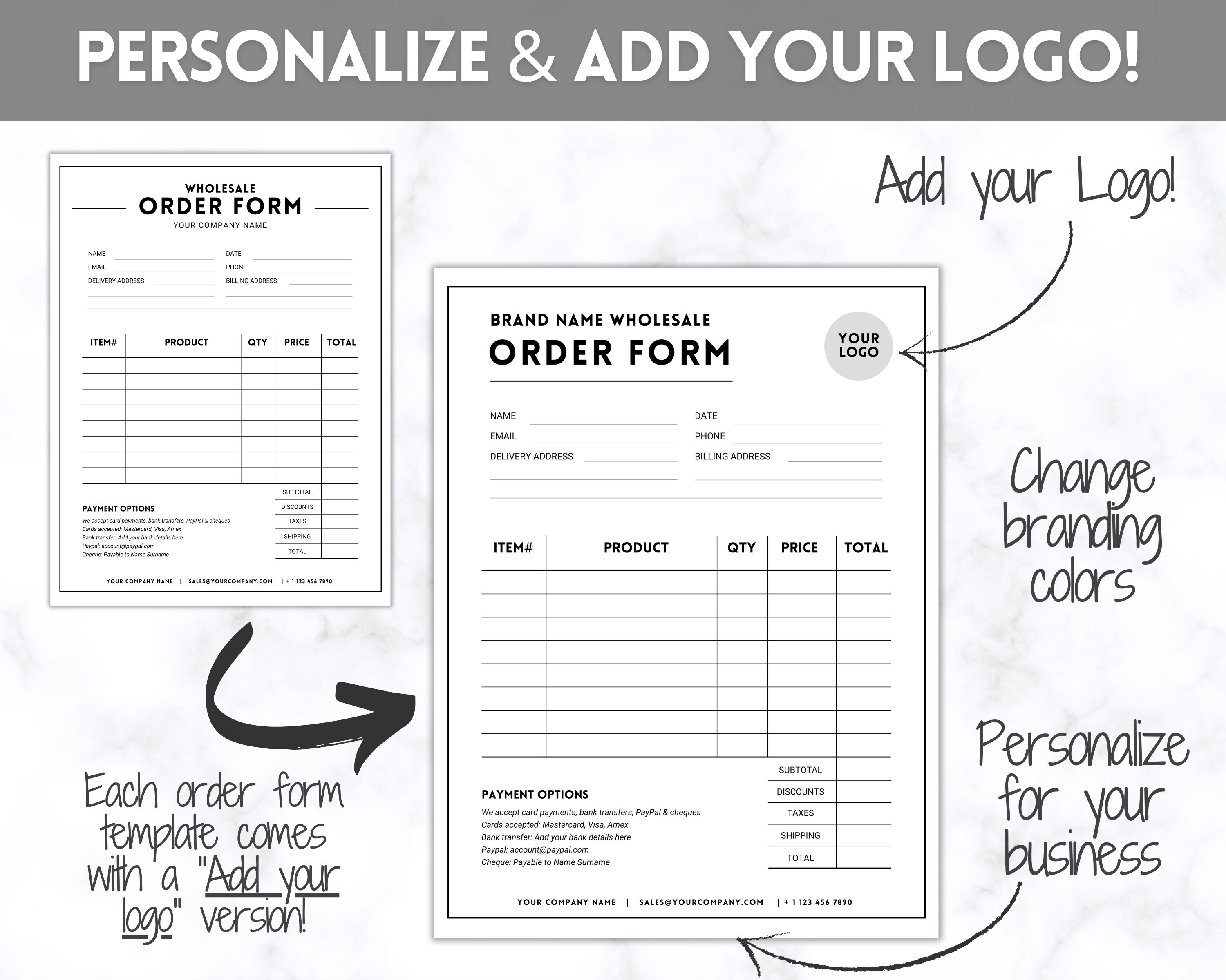 Wholesale Order Form Template! Editable Canva Template Printable, Small ...
