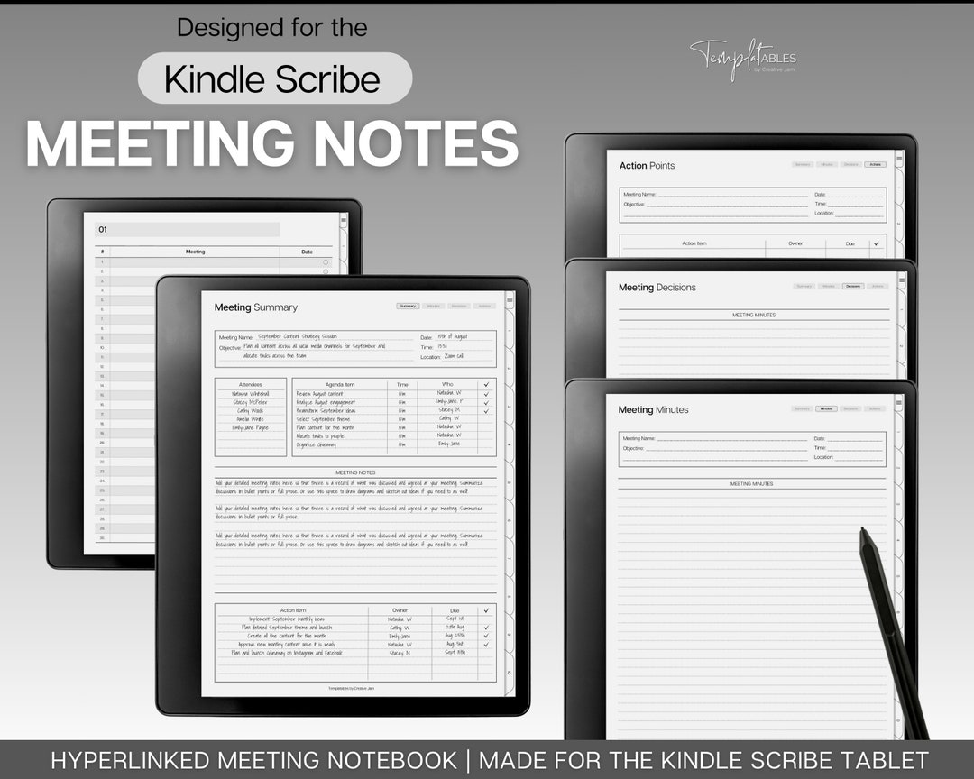 Templates for Kindle Scribe | Meeting Minutes, Meeting Agenda, Meeting ...
