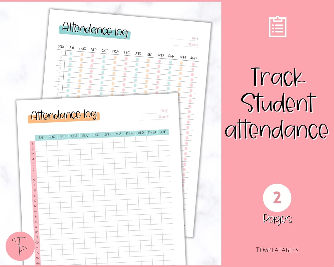 Attendance Log Attendance Tracker Sheet Printable Record - Etsy