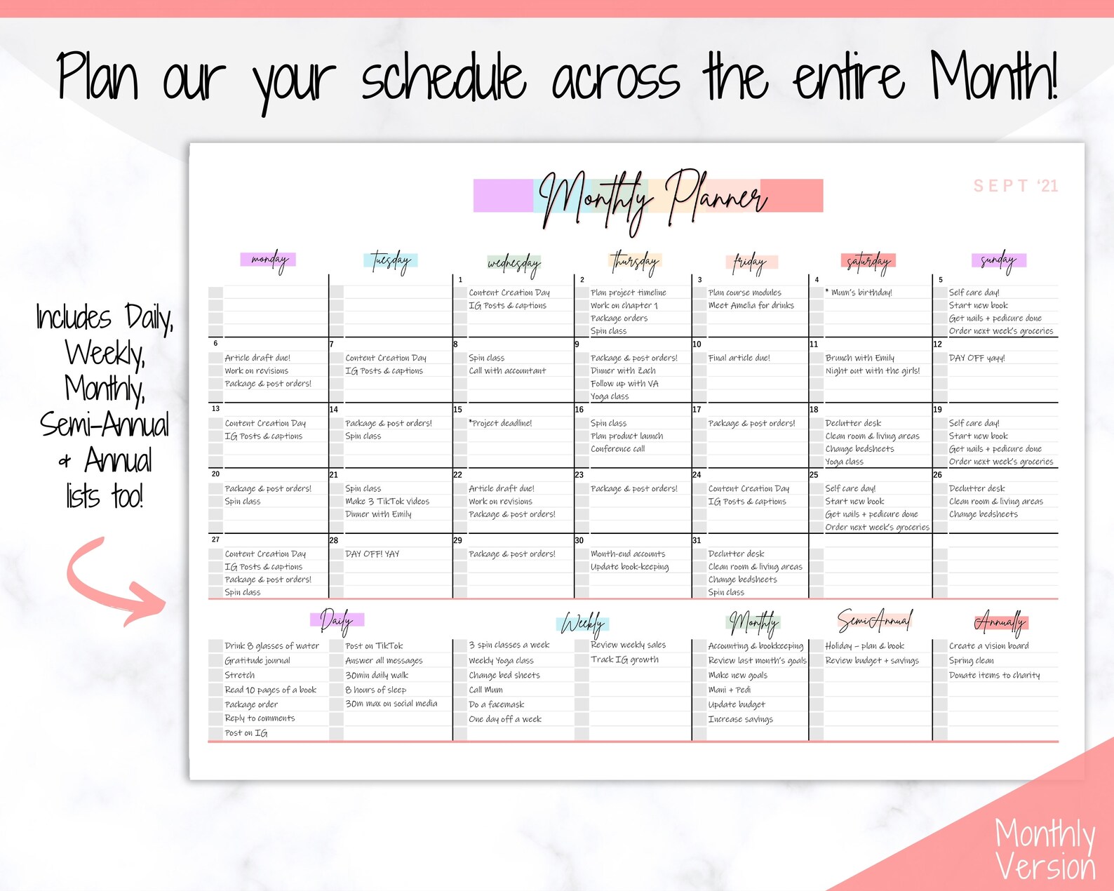 Colorful Weekly & Monthly Planners EDITABLE Weekly Planner - Etsy UK