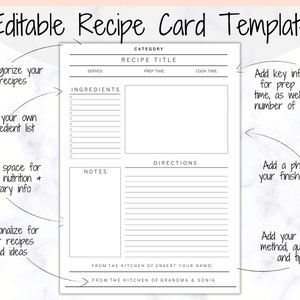 EDITABLE A5 Recipe Book Template, Recipe Sheet Template, Recipe Cards ...