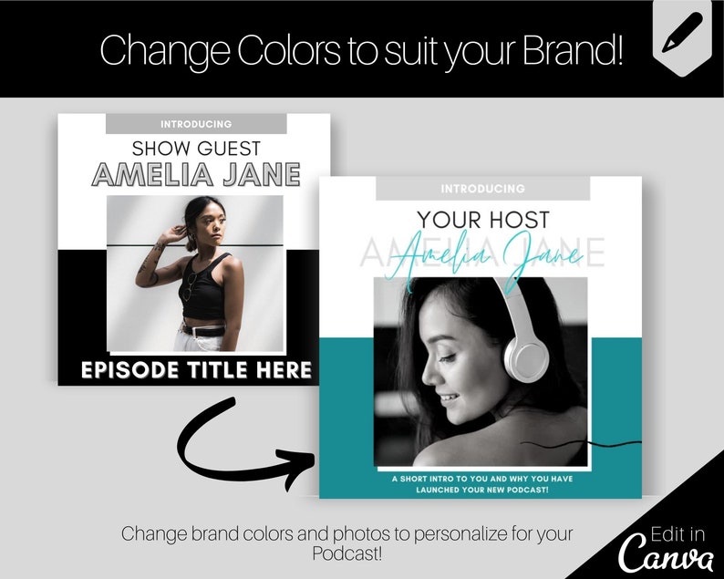 10 Editable Podcast Cover Art Templates. Podcast Canva BUNDLE. Pod Cast ...