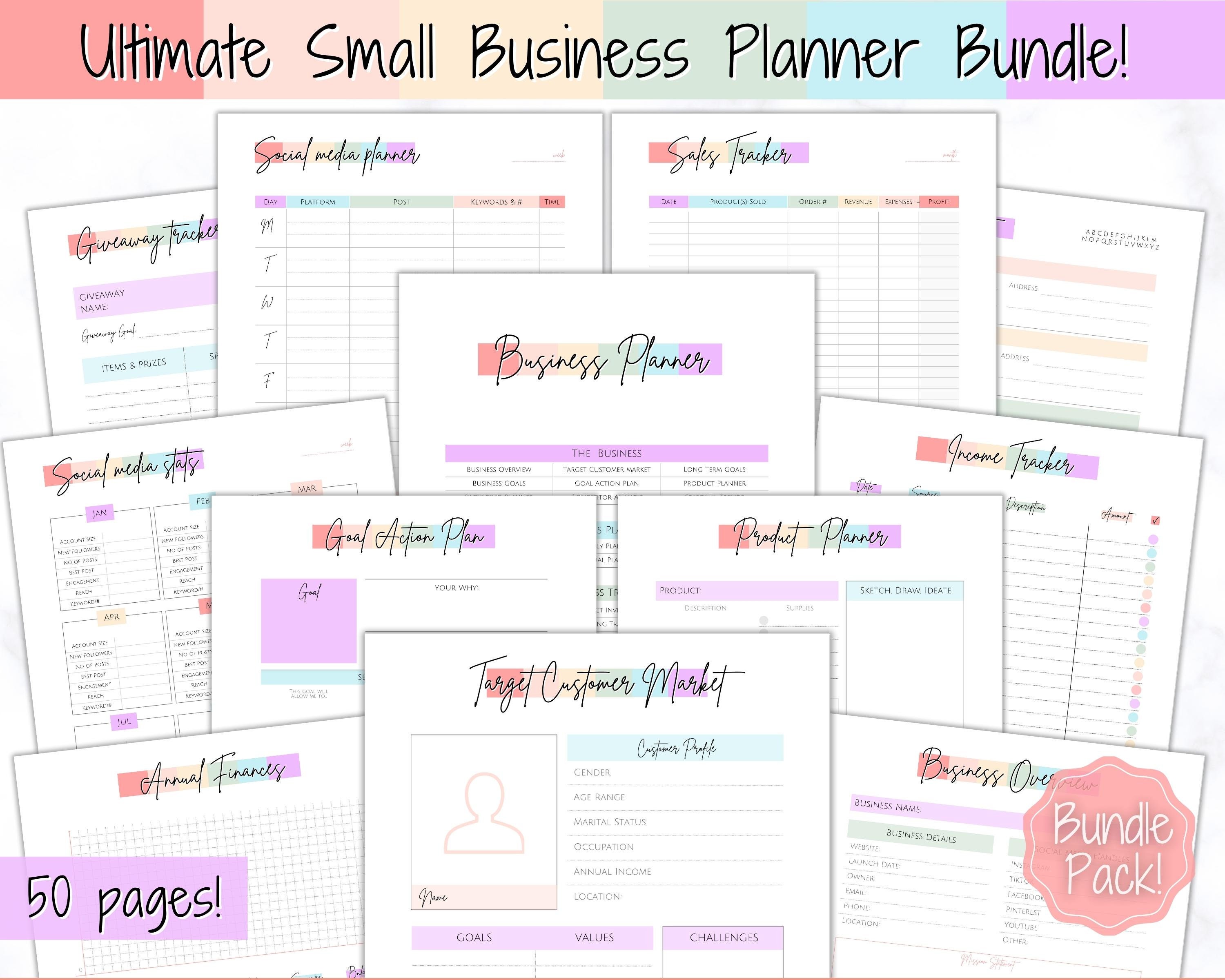50 Business Planner Printables Small Business Planner BUNDLE | Etsy