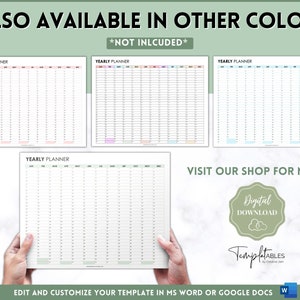 EDITABLE Perpetual Calendar, Undated Year at a Glance, Reusable ...