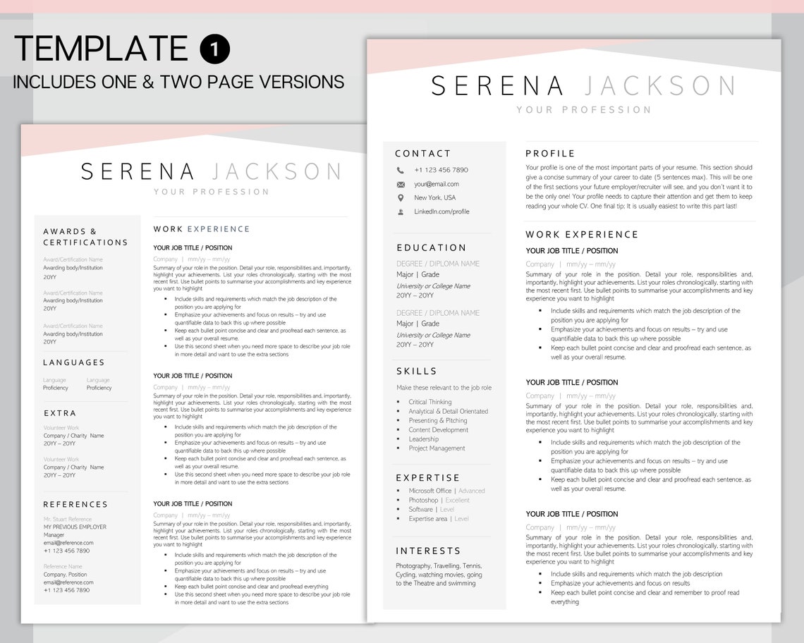 Professional Resume BUNDLE! Resume Template Word. CV Template ...