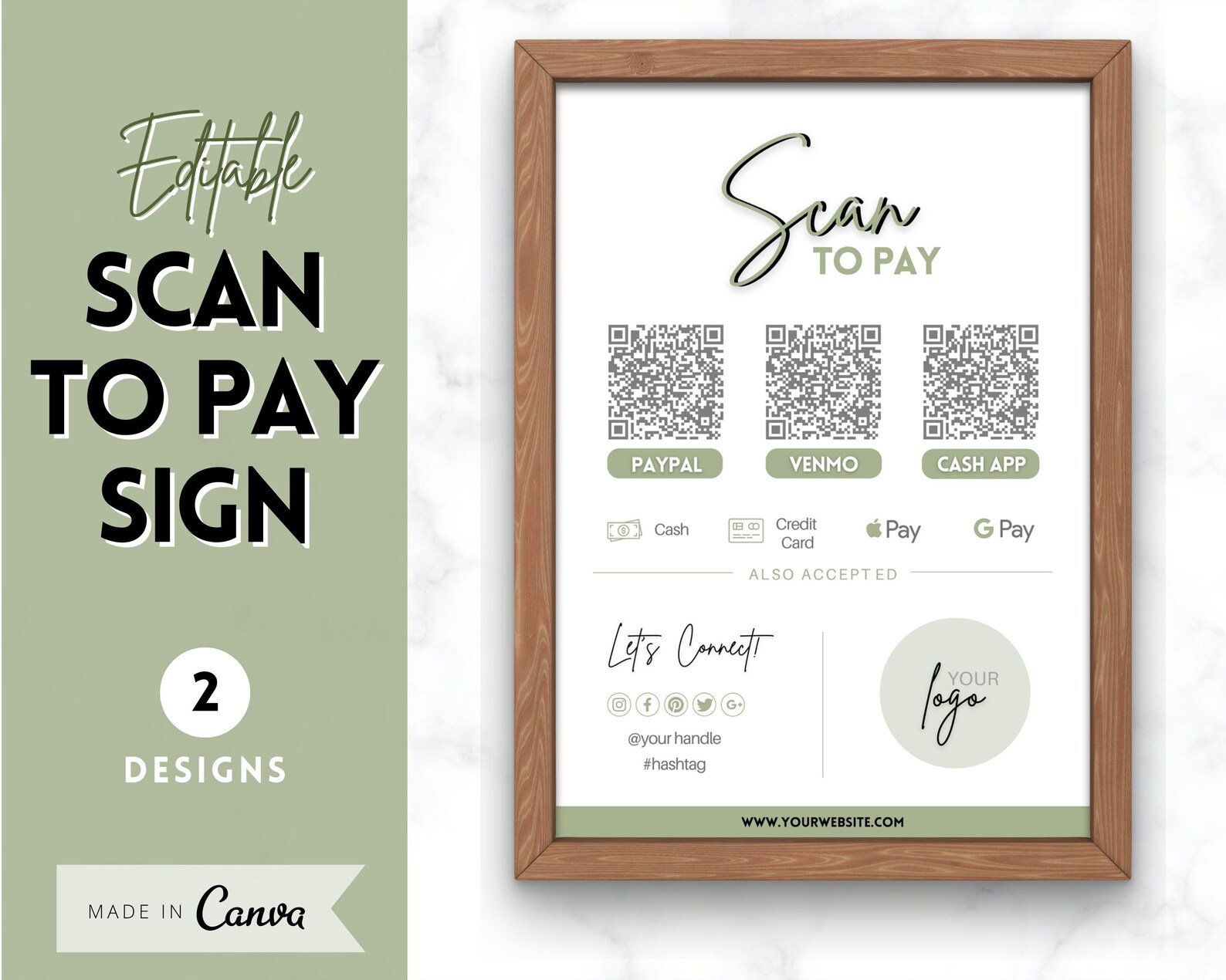 Editable Scan to Pay Sign Template QR Code Payment Sign - Etsy UK