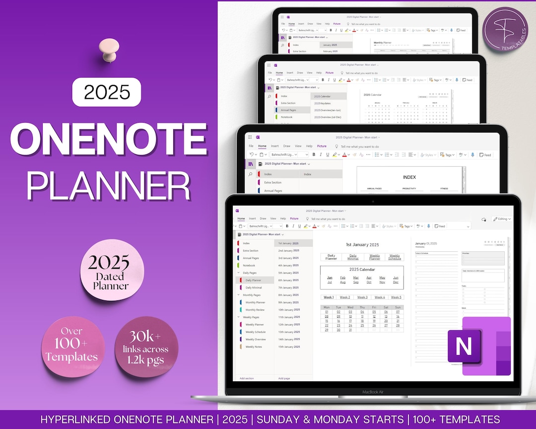 2025 Onenote Digital Planner, 2025 Onenote Template, Daily, Weekly ...