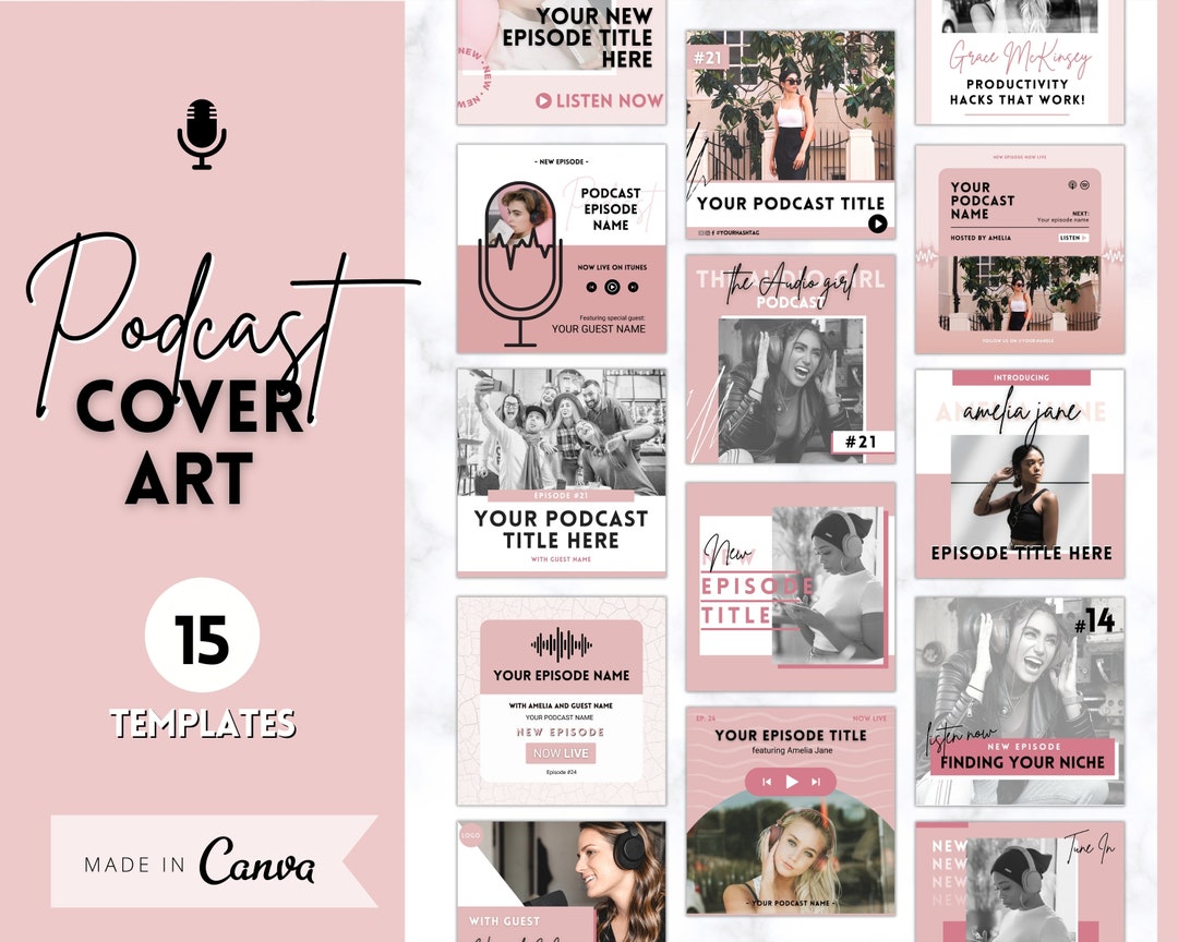 15 Editable Podcast Cover Art Templates. Podcast Canva BUNDLE. Pod Cast ...