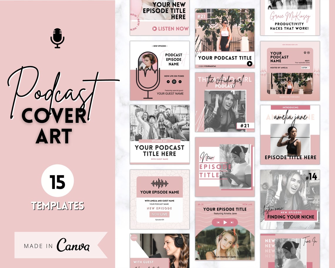 15 Editable Podcast Cover Art Templates. Podcast Canva BUNDLE. - Etsy