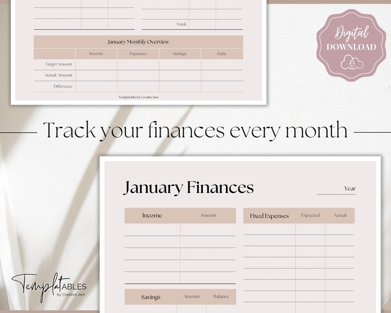 Monthly Budget Planner Printable Financial Tracker Template - Etsy