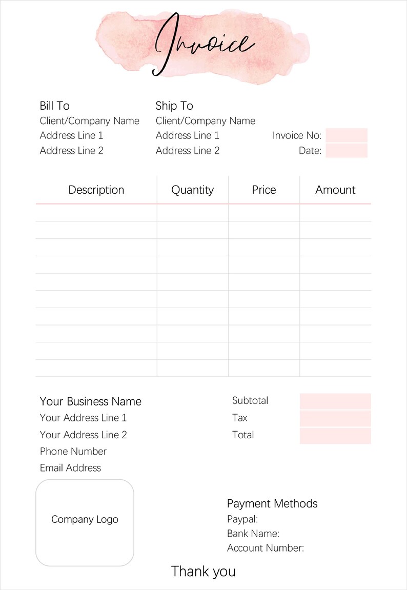 INVOICE Template & ORDER FORM Editable. Custom Receipt - Etsy UK