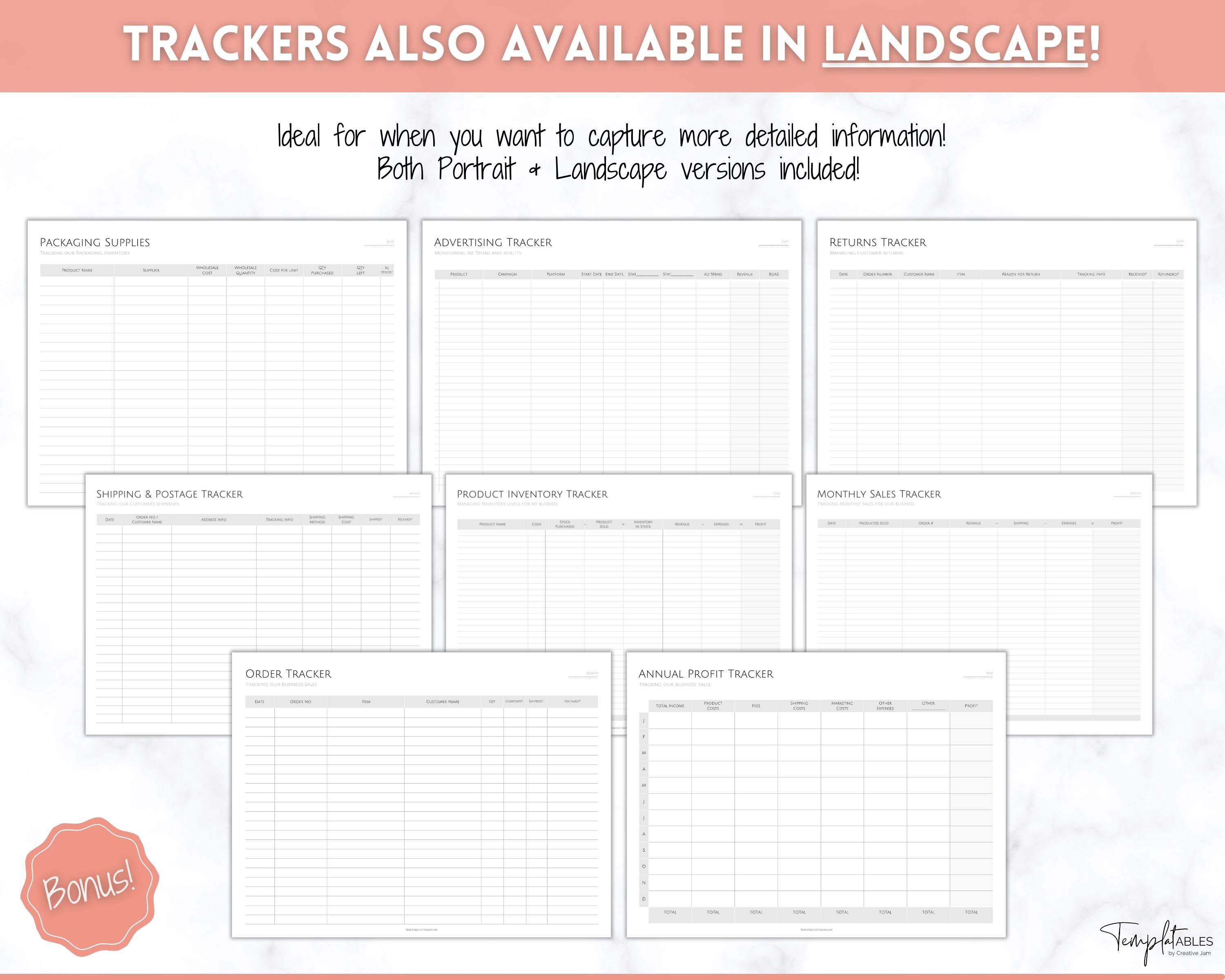 TRACKER BUNDLE Small Business Order Inventory Income | Etsy