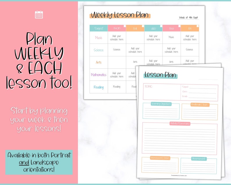 Lesson Plan Template Lesson Planner Printable Homeschool - Etsy