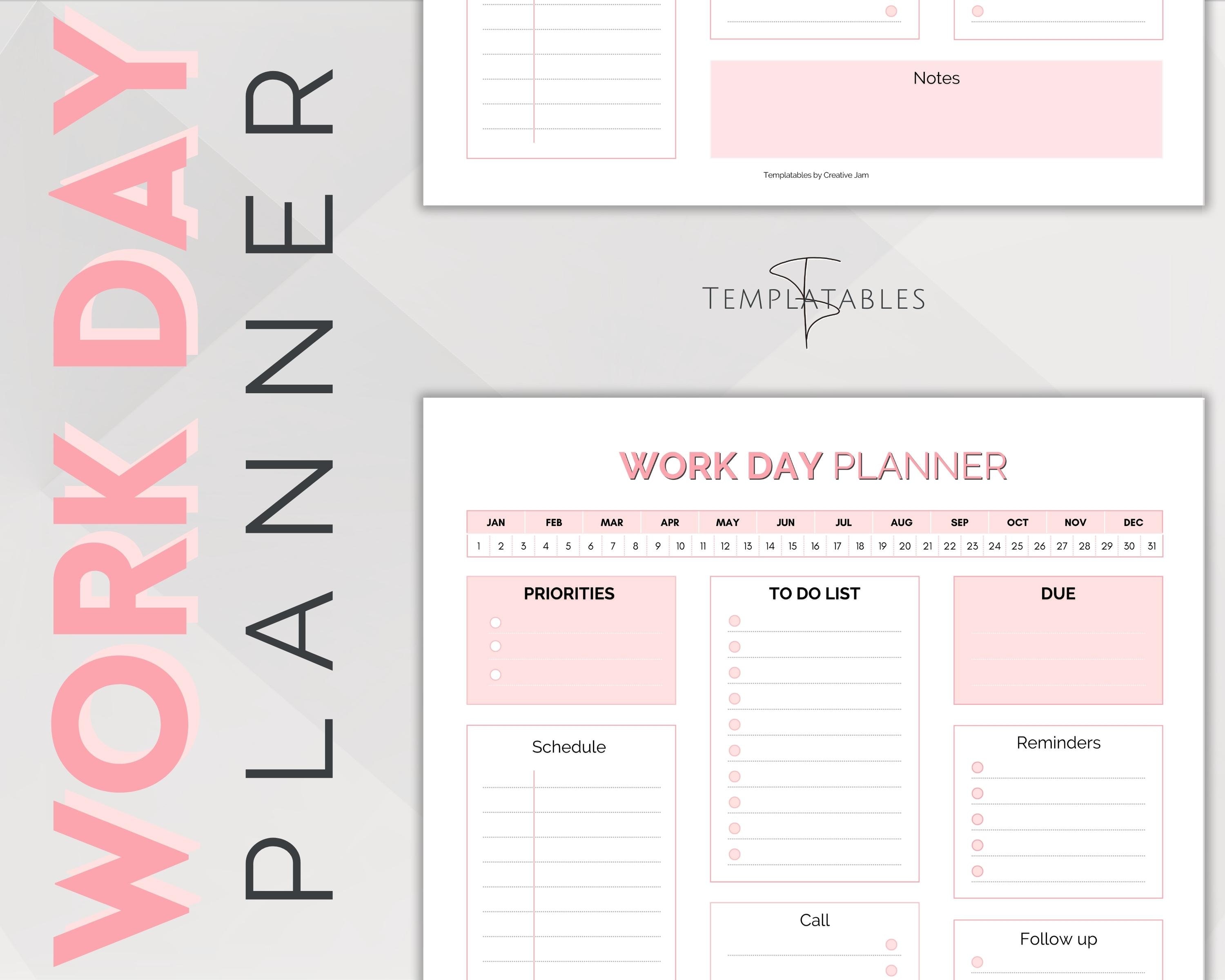 EDITABLE Daily Planner, Work Day Organizer, Work From Home to Do List ...