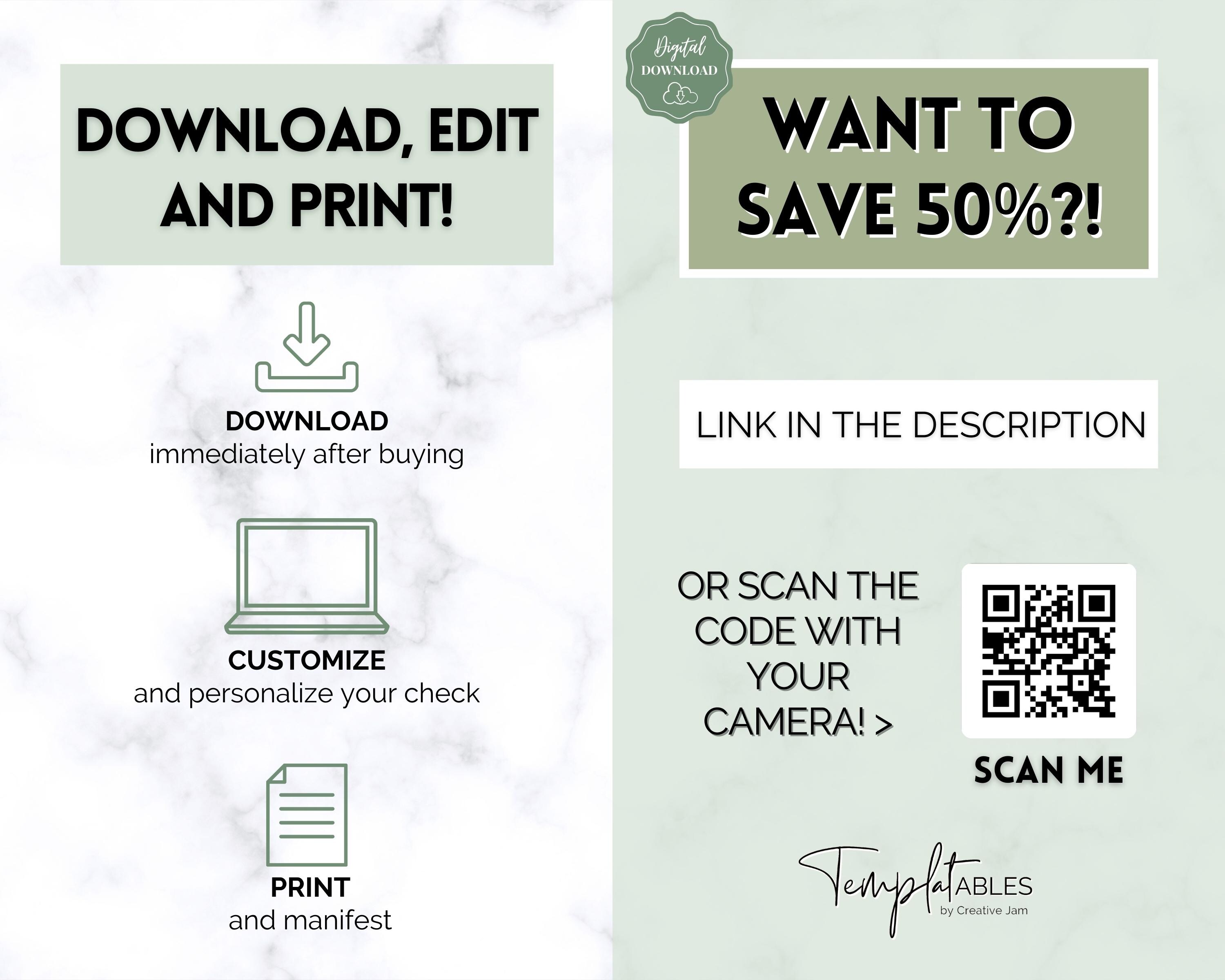 EDITABLE Manifestation Check Templates, Money Magnet, Vision Board, Law ...