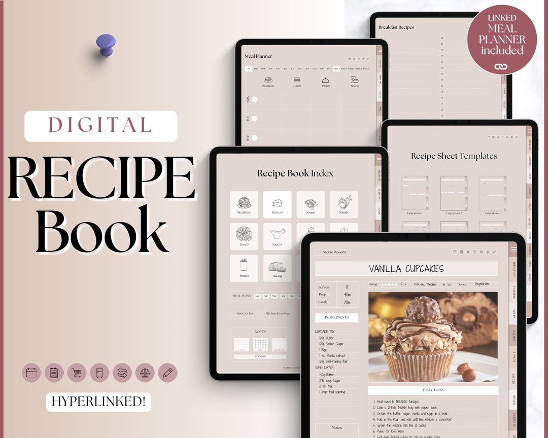 Digital Recipe Book for Goodnotes, Recipe Template, Digital Meal ...