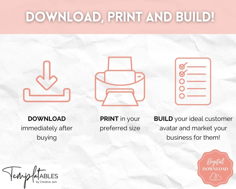 Customer Avatar Worksheet, Target Customer Market Template, Client ...