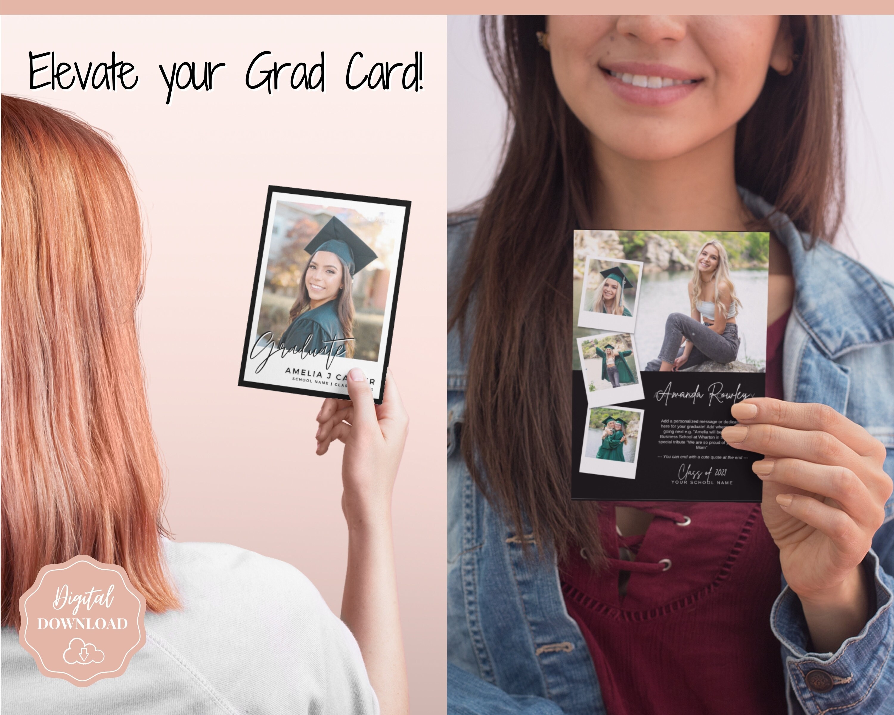 Grad Announcement Card Template Senior & High School | Etsy